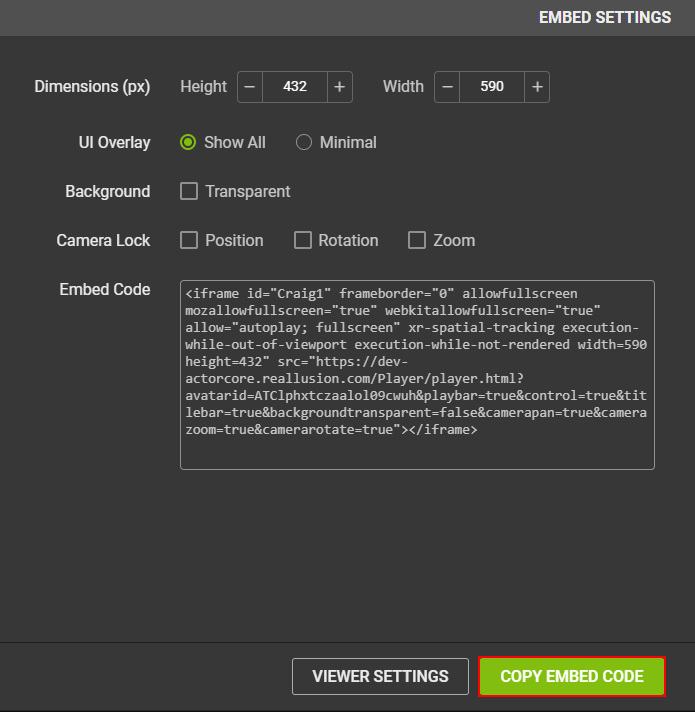 Embedding the ActorCore Viewer